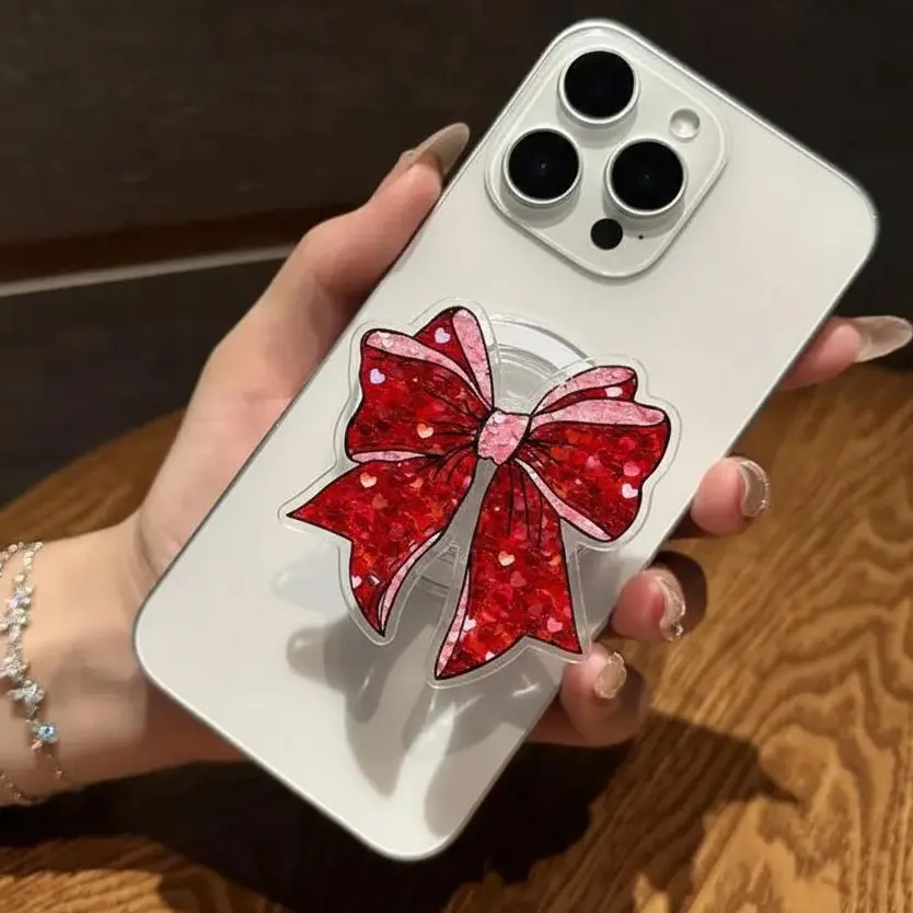 Aesthetic Red Bow Magsafe Phone Grip, Cute Bow Grip, Magnetic Pop ...