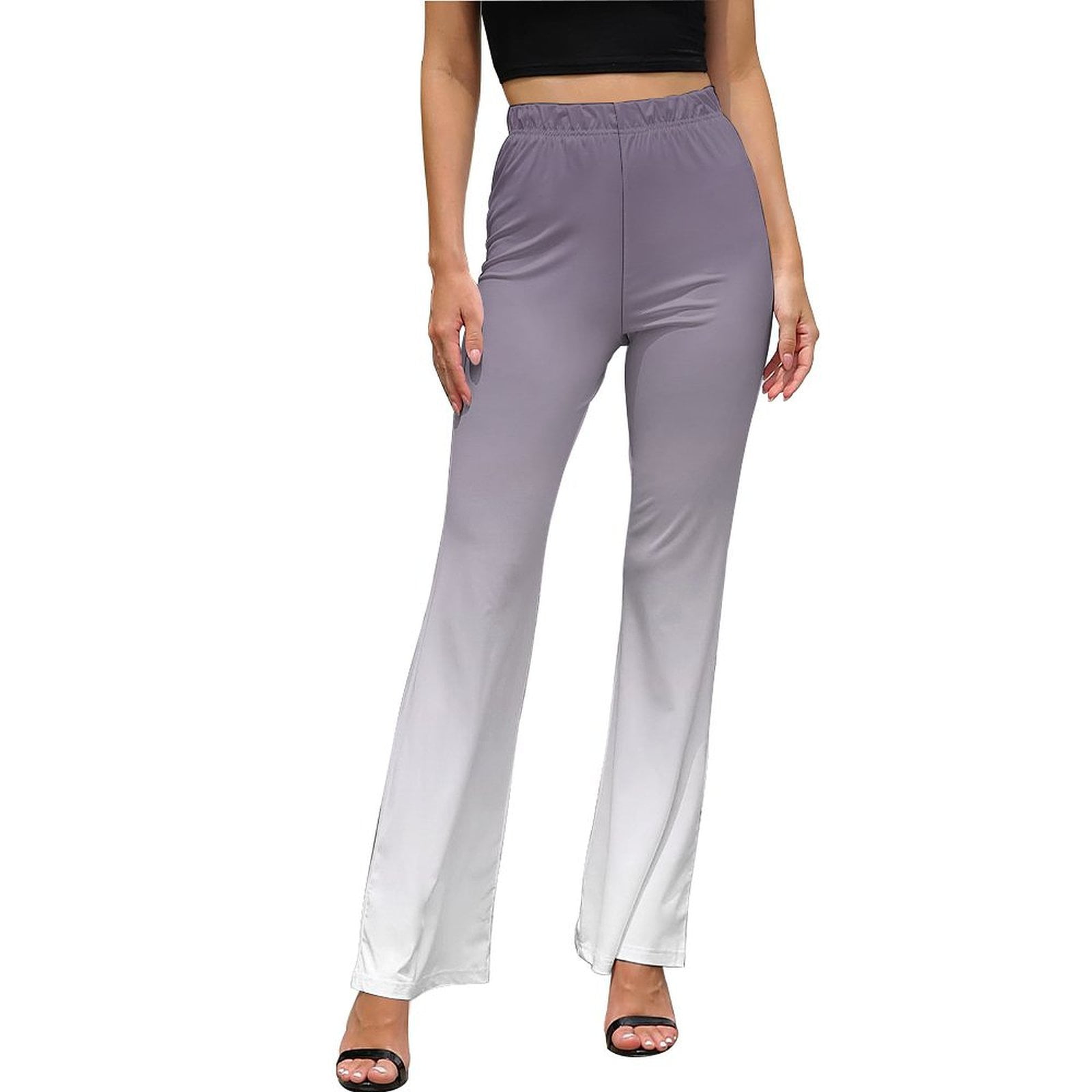 Aesthetic Red Lilac And White Gradient High Waisted Casual Flared Trousers Summer Home Pants ...
