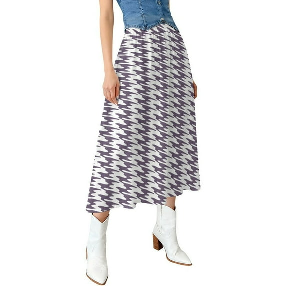 Aesthetic Red Lilac And White Ripple Women High Waist Midi Skirt ...