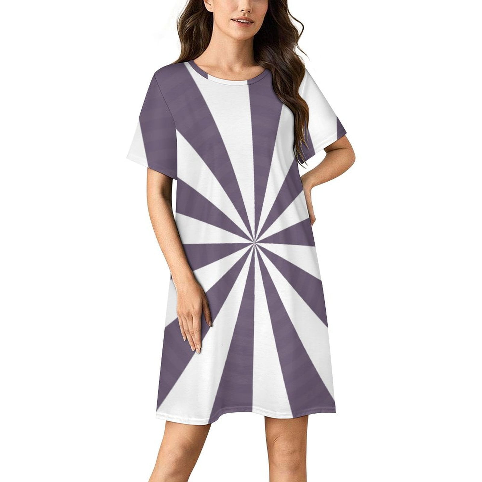 Aesthetic Red Lilac And White Sunburst Women Nightgown Sleepwear Short ...