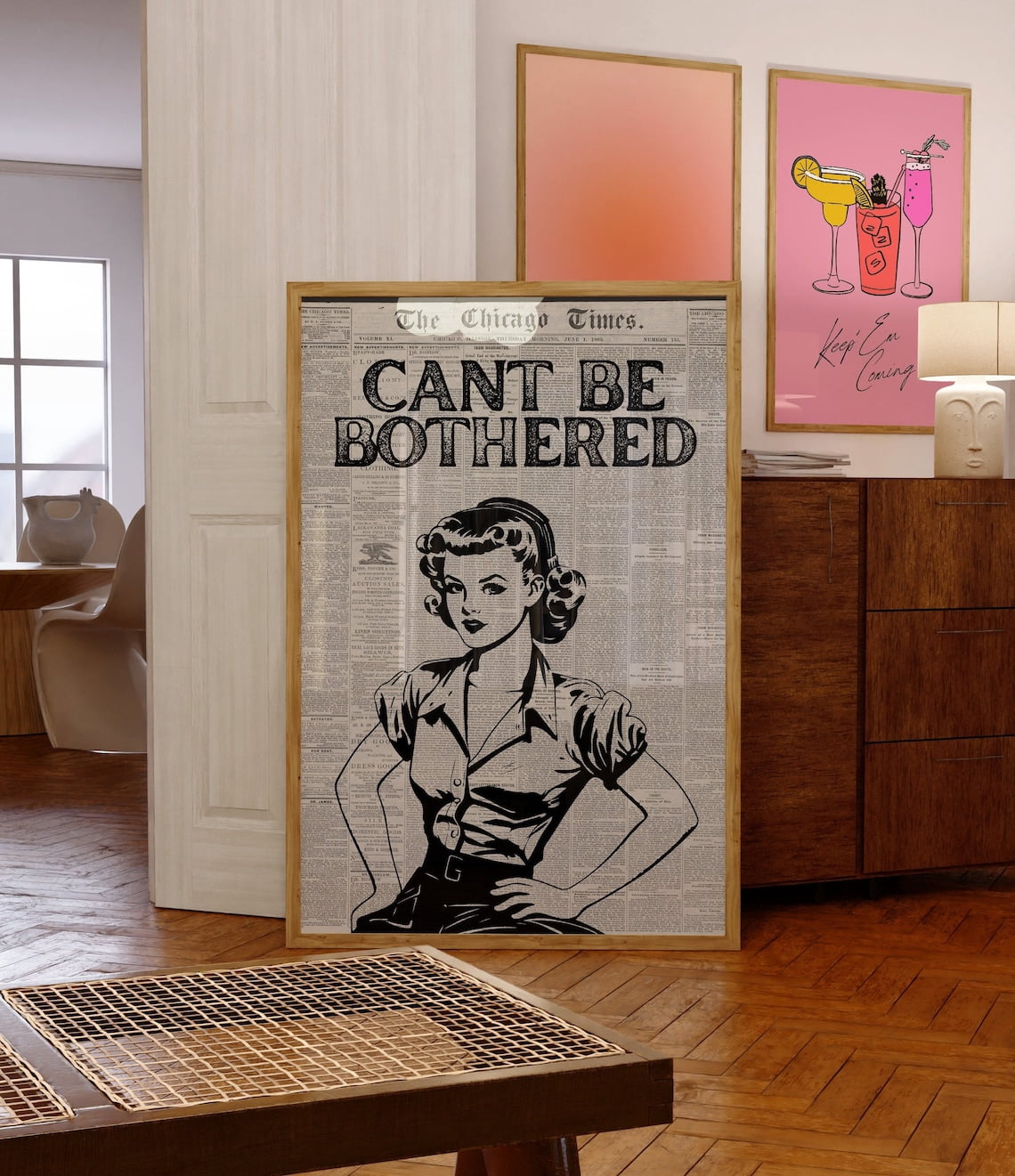 Aesthetic Retro Martini Preppy Girly Bar Cart Poster Unframed Paper ...