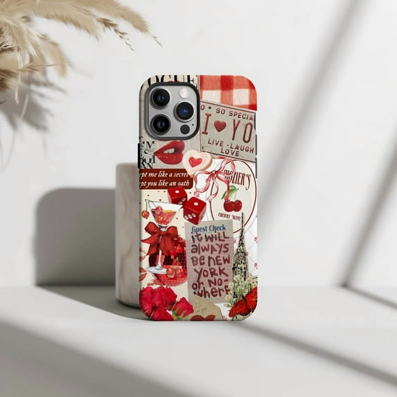 Aesthetic Retro Red Vintage Coquette Collage Heavy-Duty Protective Case ...