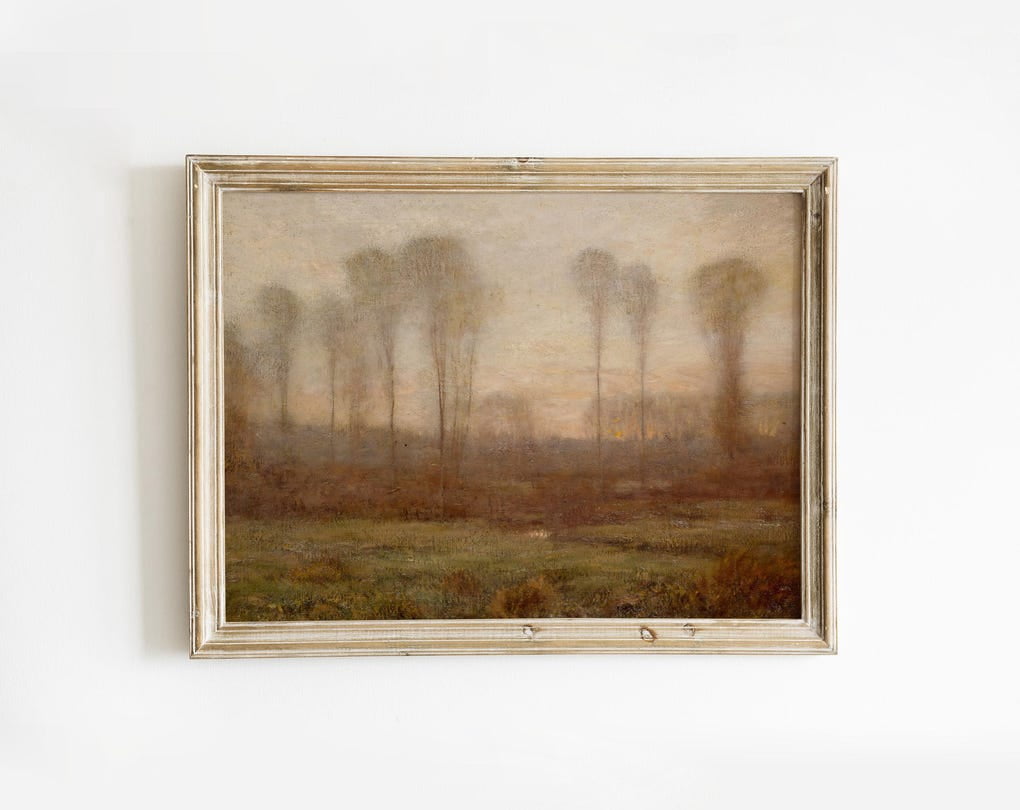 Aesthetic Room Decor Neutral Landscape Oil Painting Cottage Core Decor ...