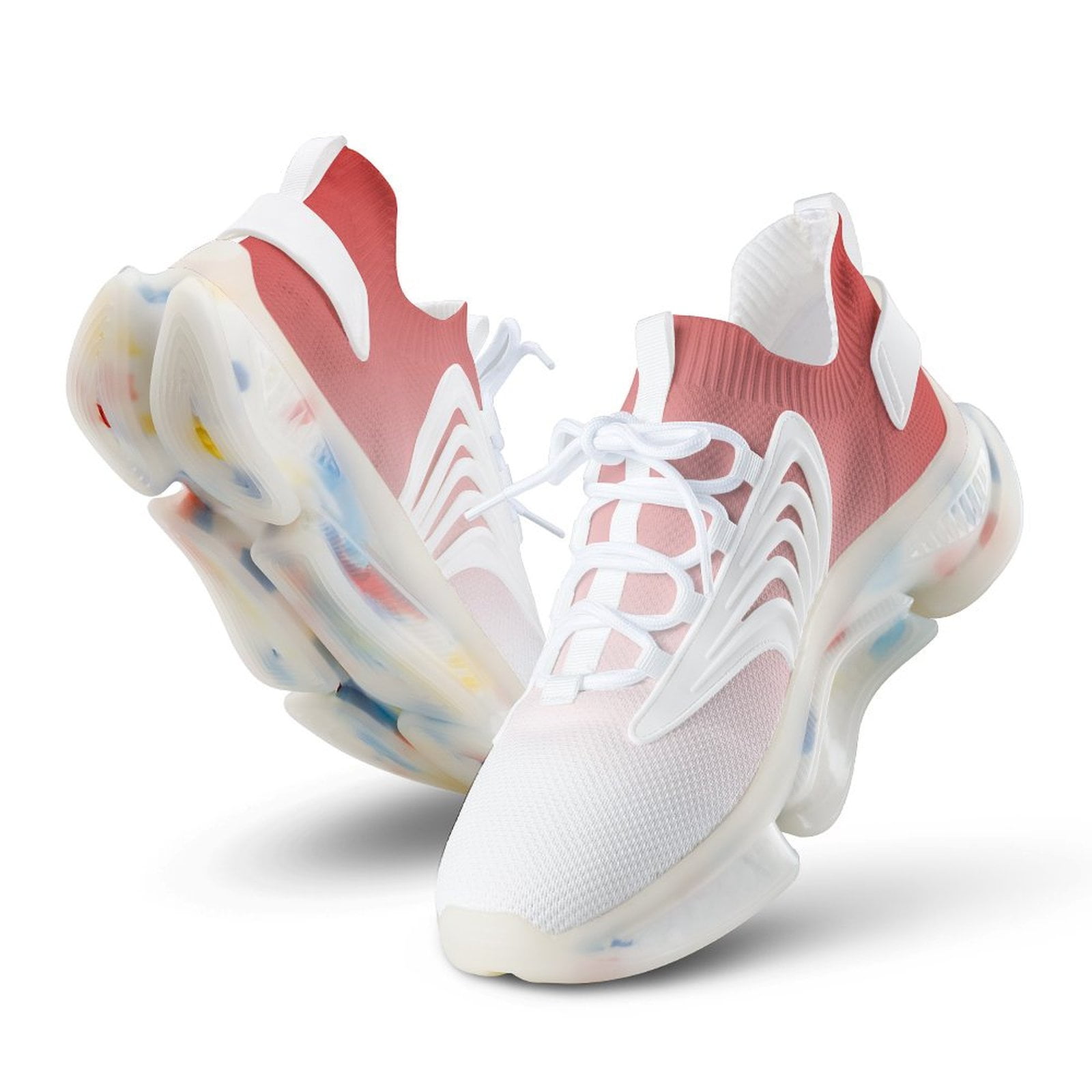 Aesthetic Rose And White Gradient Walking Shoes for Men Woman ...