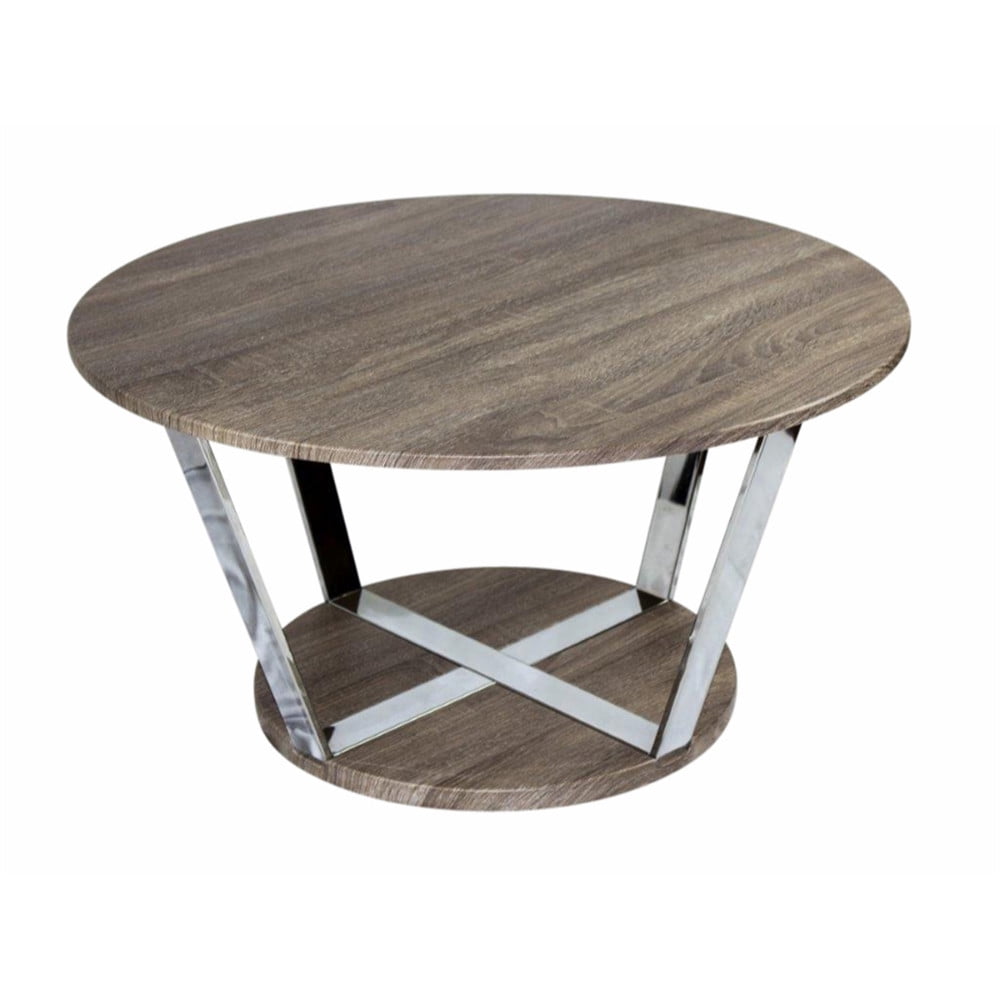 Aesthetic Round Metal Cocktail Table, Brown And Silver - Walmart.com