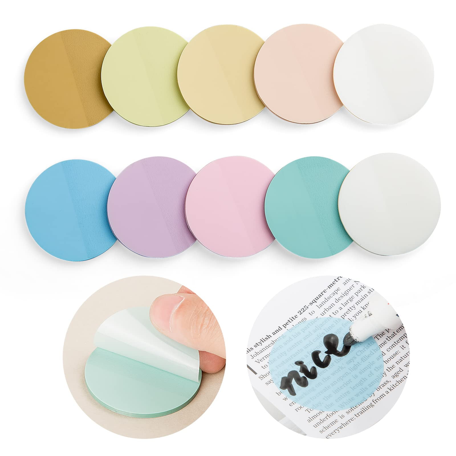 Aesthetic Round Transparent Sticky Notes, 500 Sheets Cut Circle ...