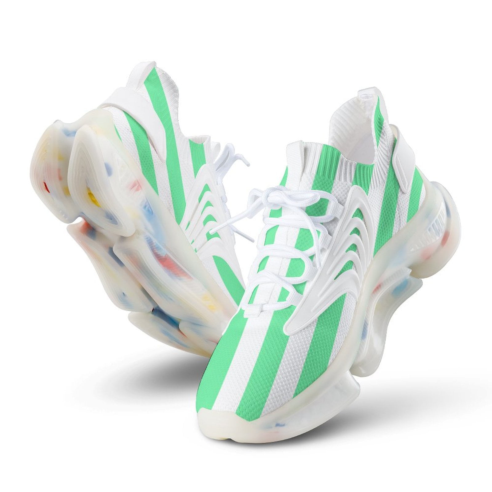 Aesthetic Sage Green And White Vertical Walking Shoes for Men Woman ...