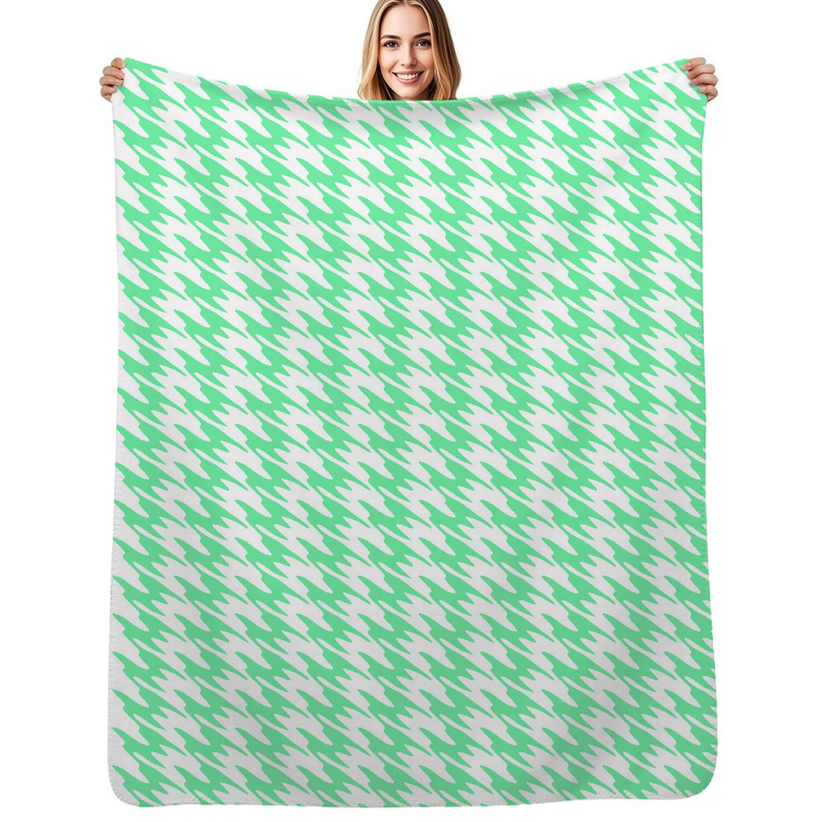 Aesthetic Sage Green and White Ripple Flannel Blankets Soft Warm Throw ...
