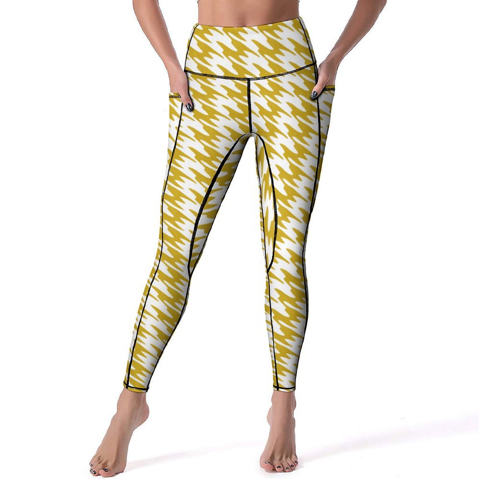Aesthetic Sand Yellow And White Ripple Leggings Legging Gym Gym Pants ...