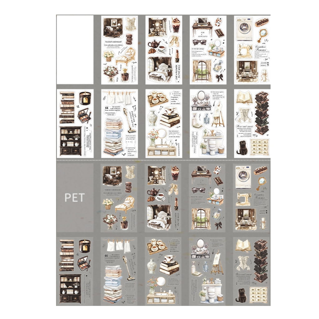 Aesthetic Scrapbooking Sticker Water Resistant PET Sticker Paper Scene ...