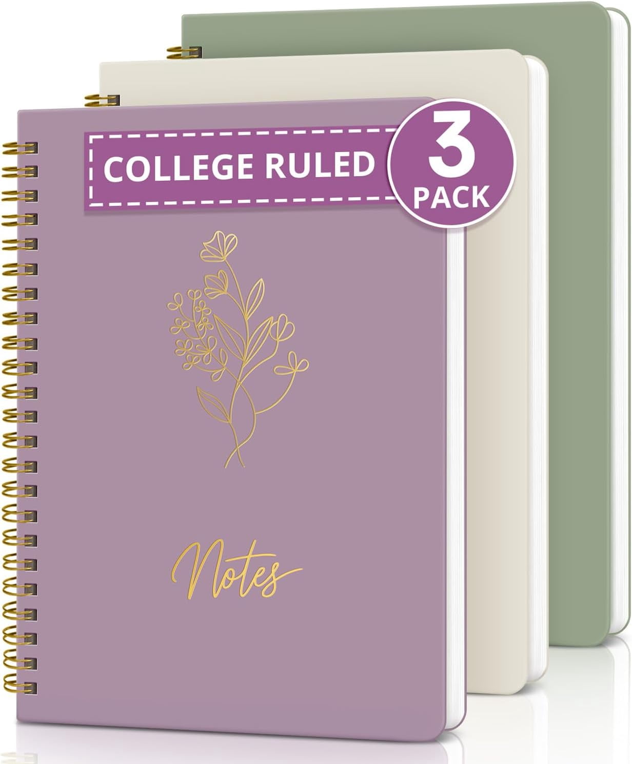 Aesthetic Set of 3 Spiral Notebook for Work, A5 Cute Pretty Lined ...