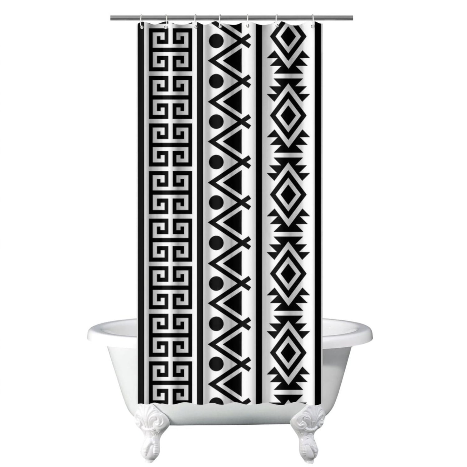 Aesthetic Shower Curtain, Earthy Bohemian Style Tribal Patterns ...