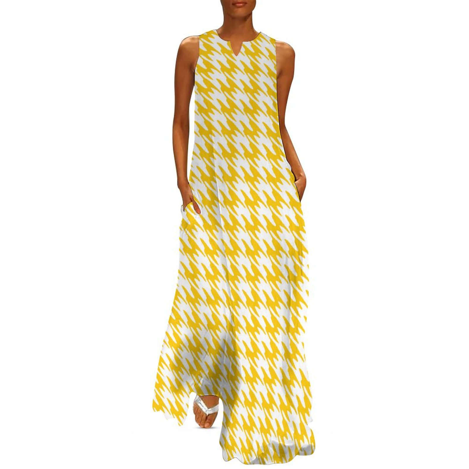 Aesthetic Signal Yellow And White Ripple Long Dress Bridesmaid Dress ...