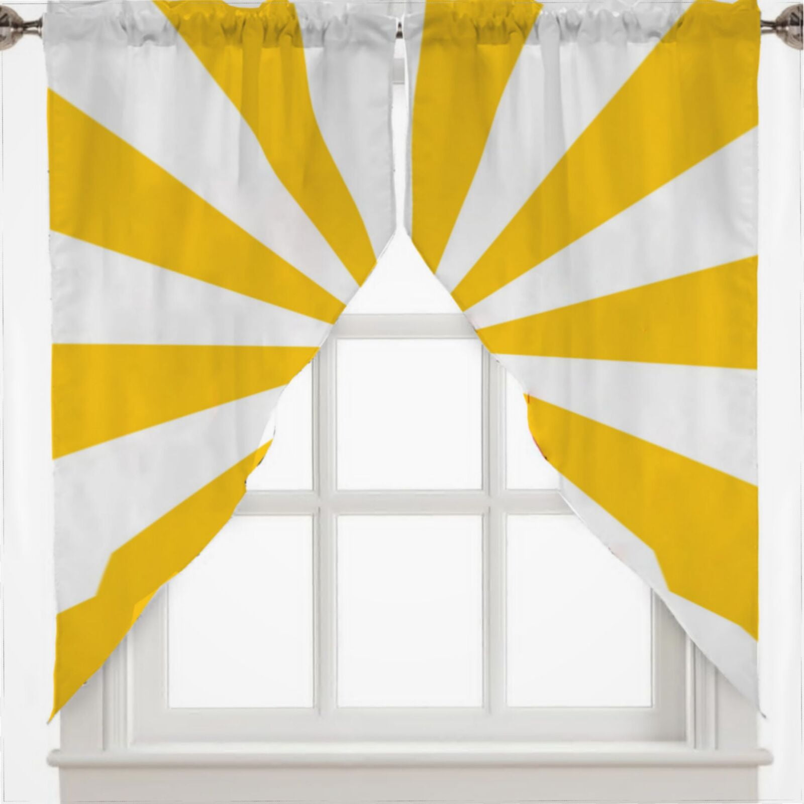 Aesthetic Signal Yellow And White Sunburst Swag Valances For Windows 2 ...