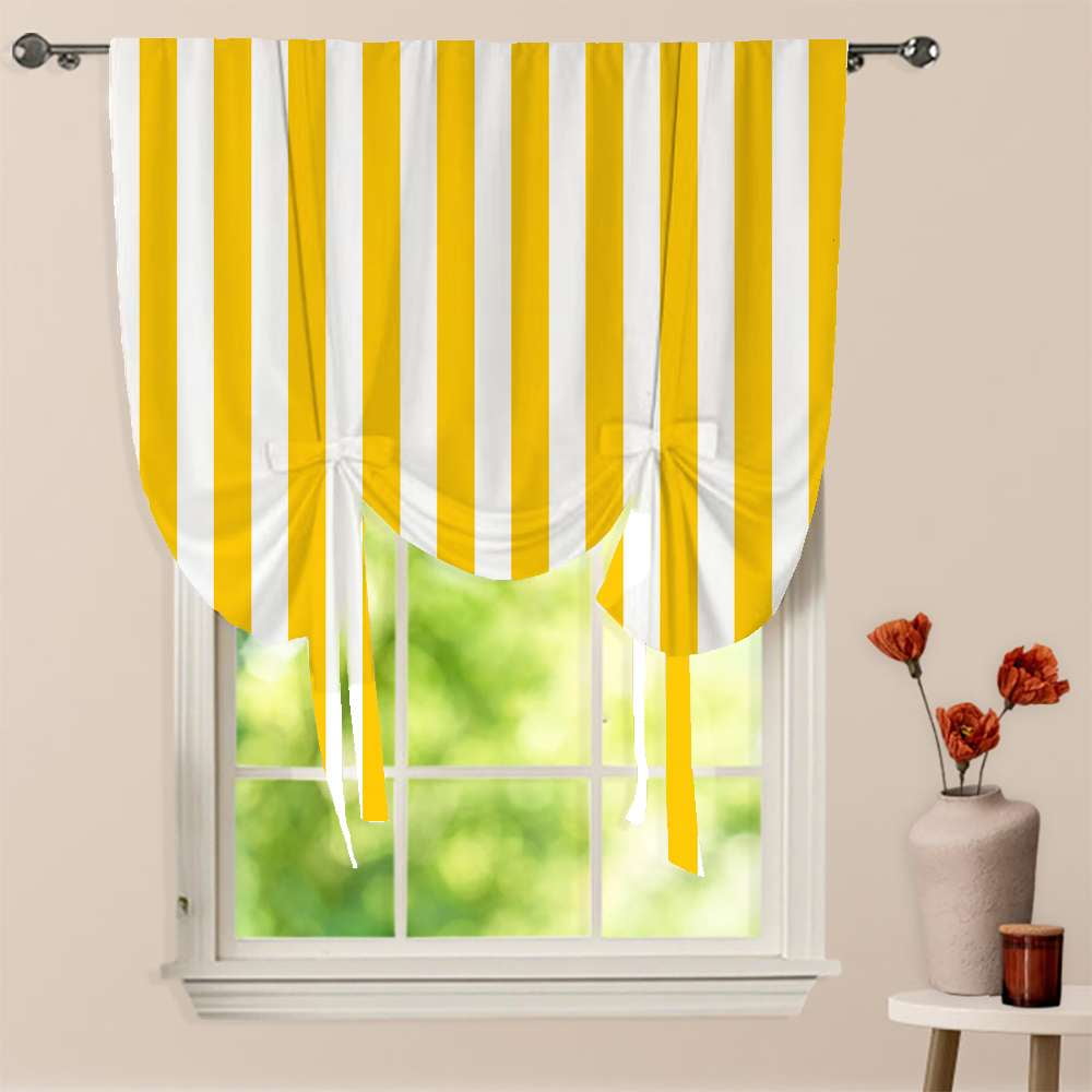 Aesthetic Signal Yellow And White Vertical Window Curtain for Living ...