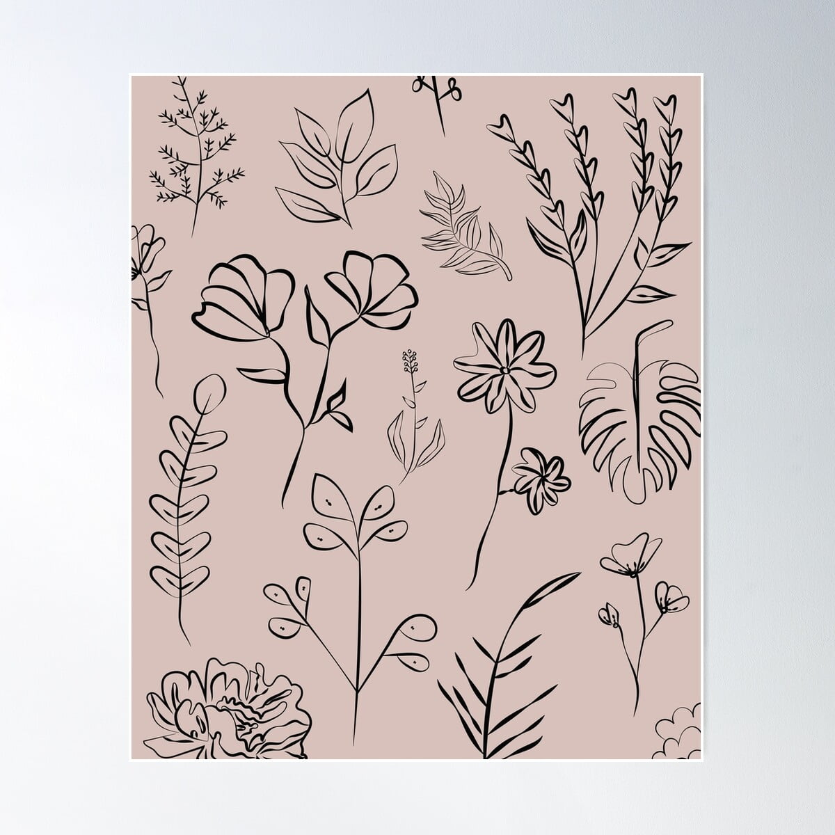 Aesthetic Simple Modern Nude Floral Design Poster Wall Art, Modern Wall ...