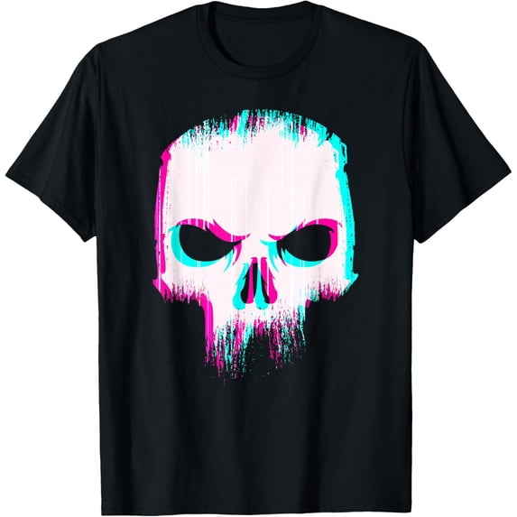 Aesthetic Skull Glitch - Minimal Pastel Goth Soft Grunge T-Shirt ...