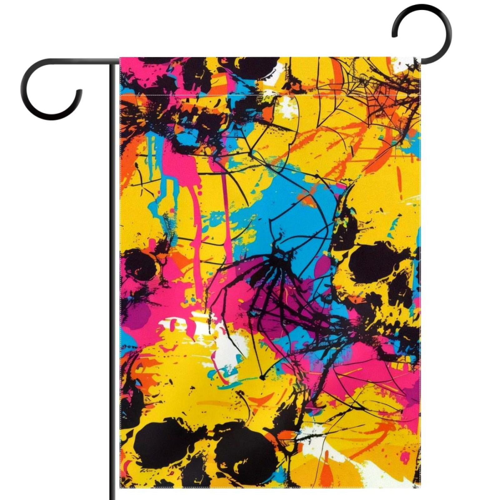 Aesthetic Skulls Spiders Spiderweb Double Sided Garden Flag Decorative ...