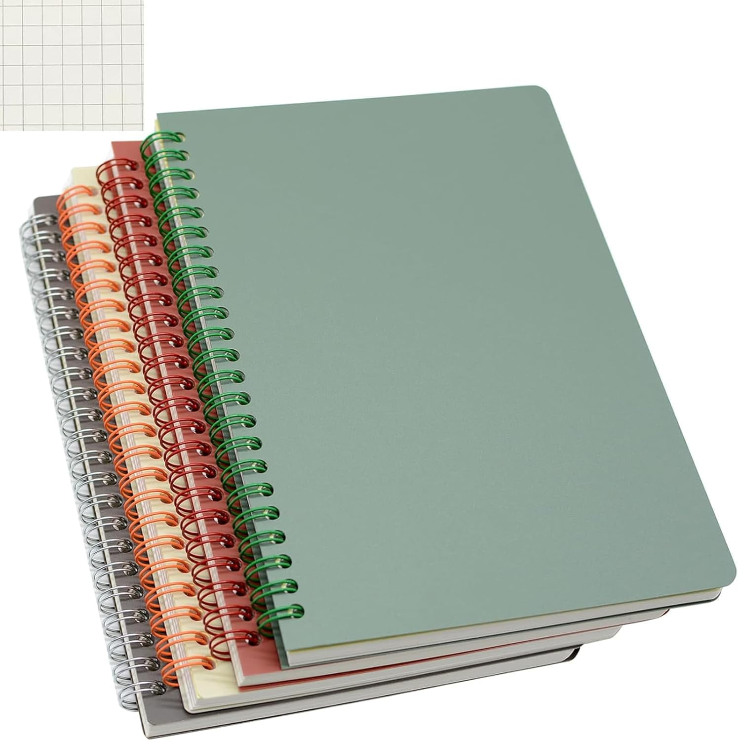 Aesthetic Spiral Notebook, 4 Pcs A5 Thick Plastic Hardcover 8mm Ruled 4 Color 80 Sheets -160 ...