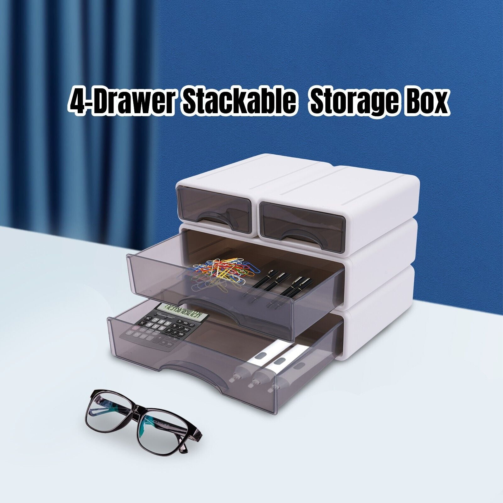 Aesthetic Stackable Storage Box Desktop Organization with Visible Large ...