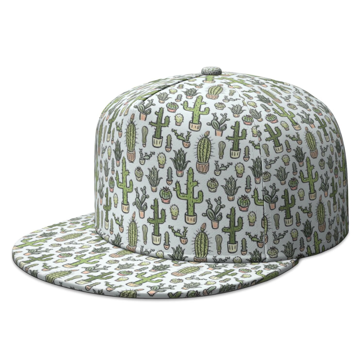 Aesthetic Succulent Design Snapback Hat - Trendy Flat Brim Cap for Men ...