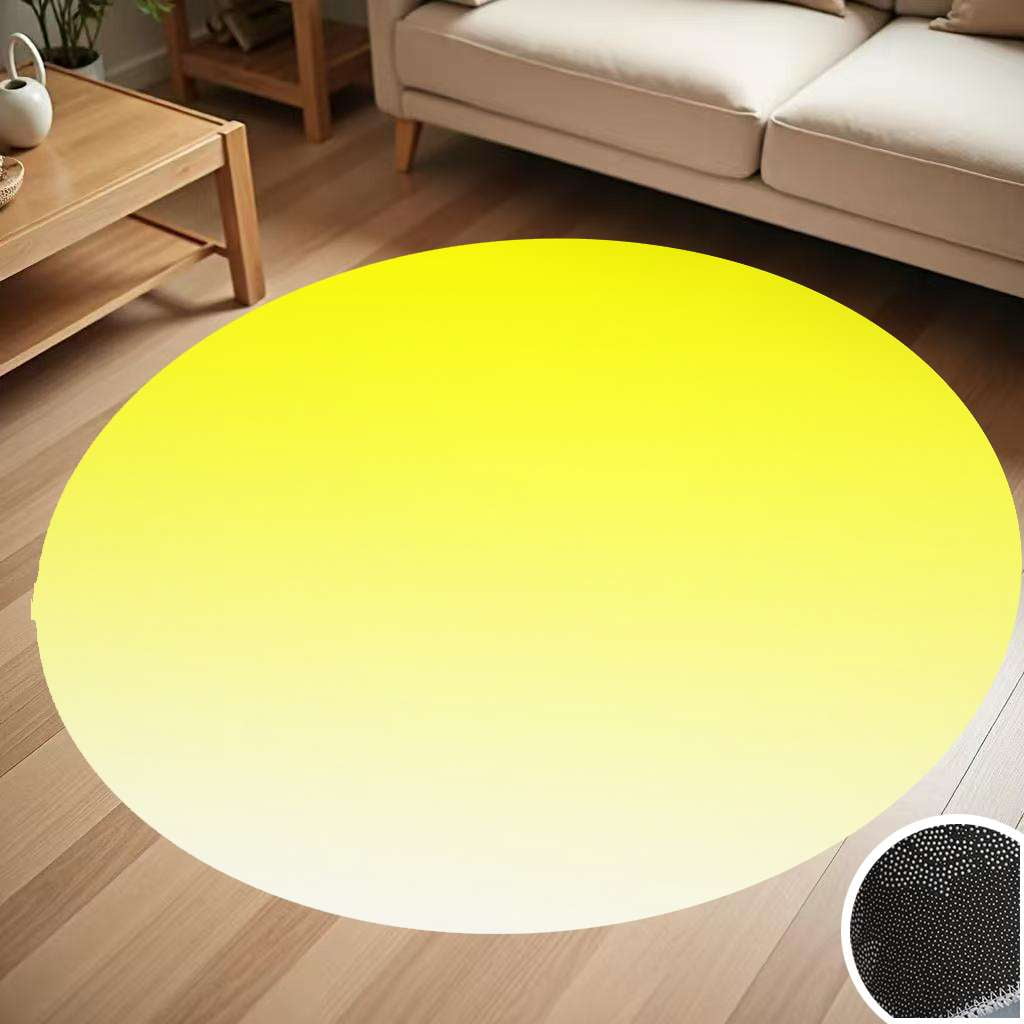Aesthetic Sulphur Yellow And White Gradient Round Carpet Living Room ...