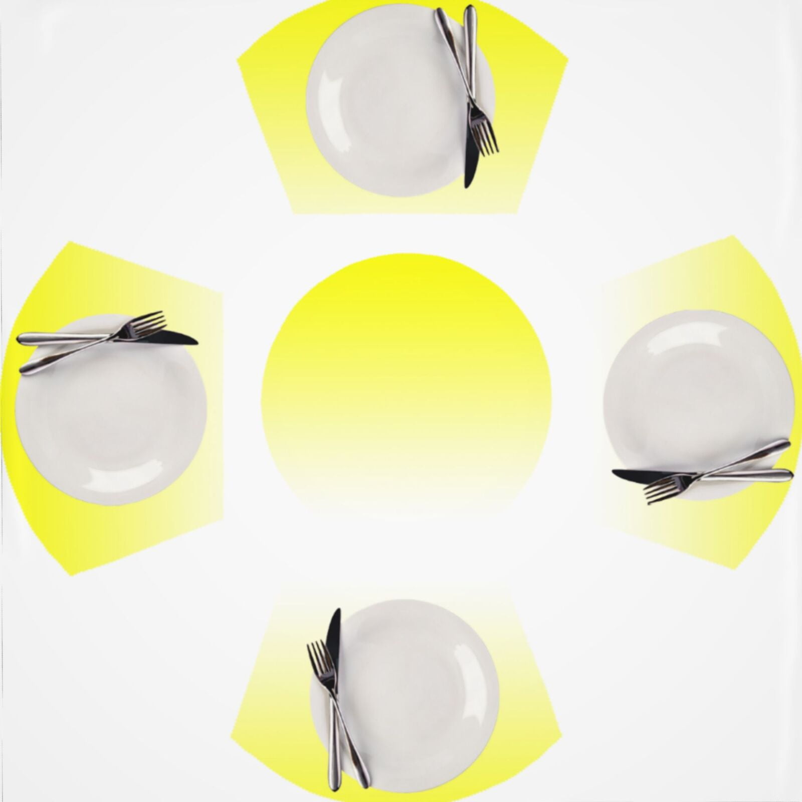 Aesthetic Sulphur Yellow And White Gradient Round Table Placemats Set ...