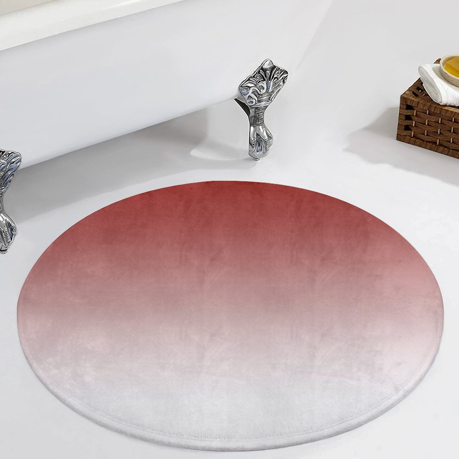 Aesthetic Tomato Red And White Gradient Round Carpet Circle Rug Outdoor ...