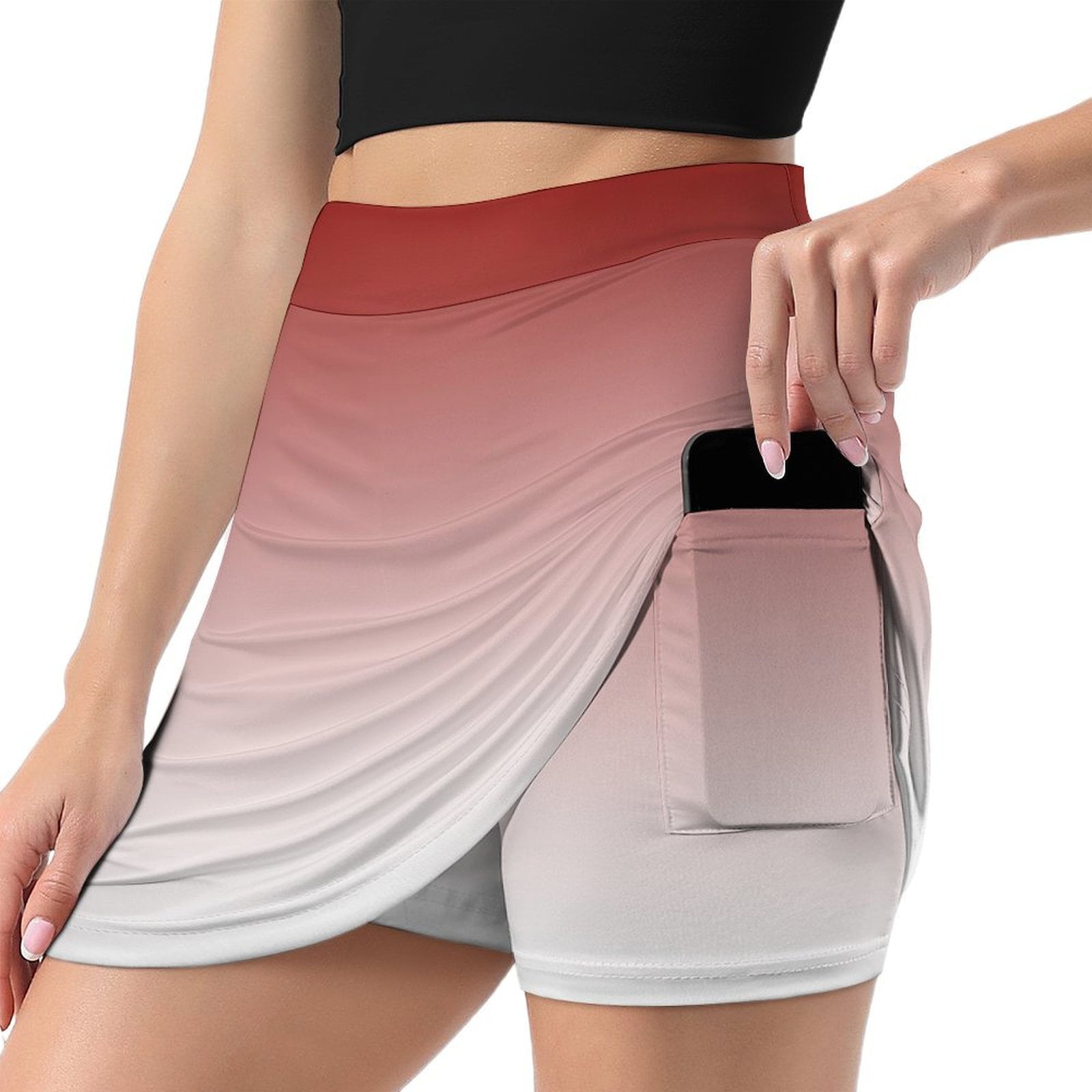 Aesthetic Tomato Red And White Gradient Women's Shorts Non-Slip Single ...