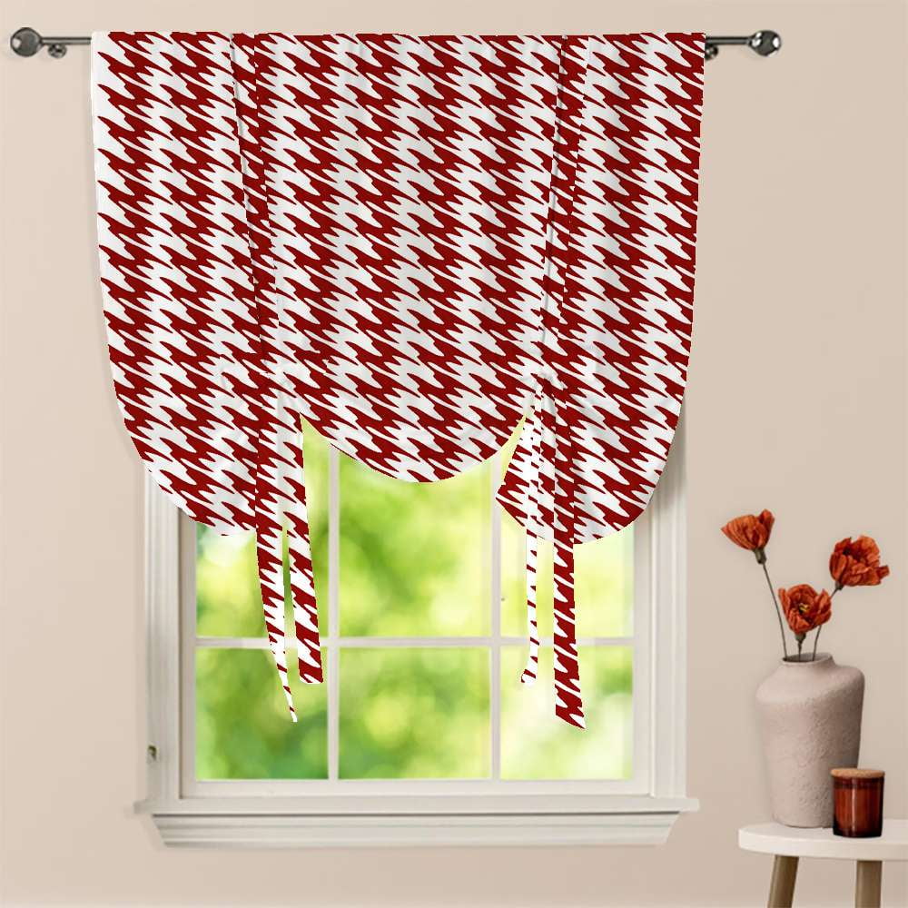 Aesthetic Tomato Red And White Ripple Window Curtain for Living Room ...