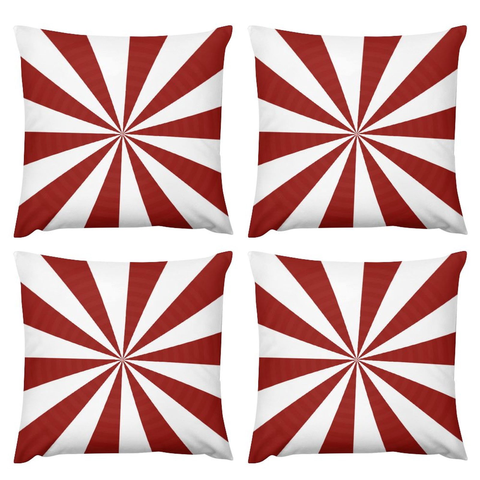 Aesthetic Tomato Red And White Sunburst 4 Pcs Cushion Covers Sofa ...