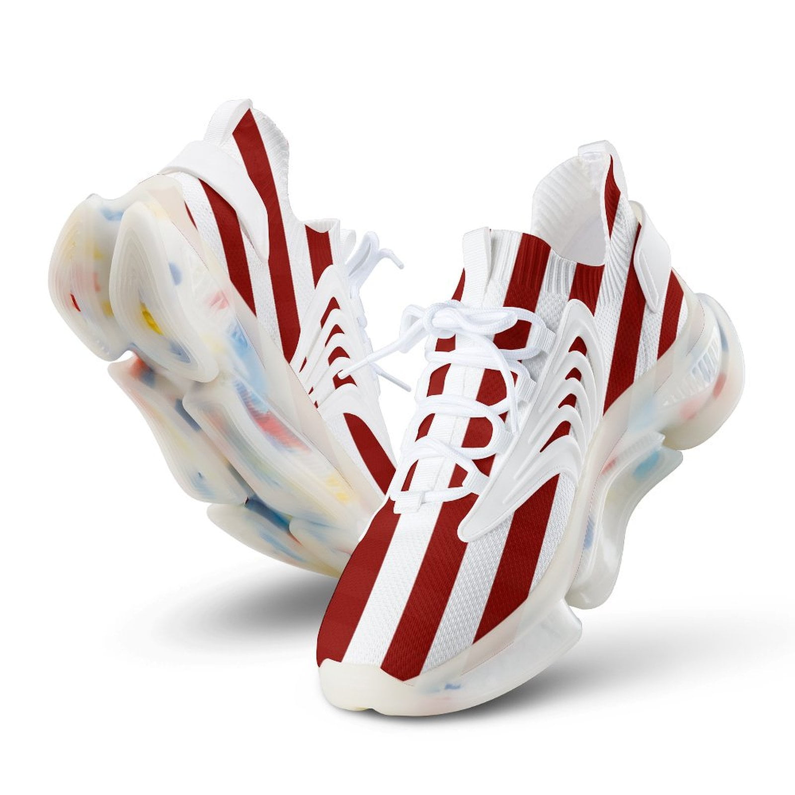 Aesthetic Tomato Red And White Vertical Walking Shoes for Men Woman ...
