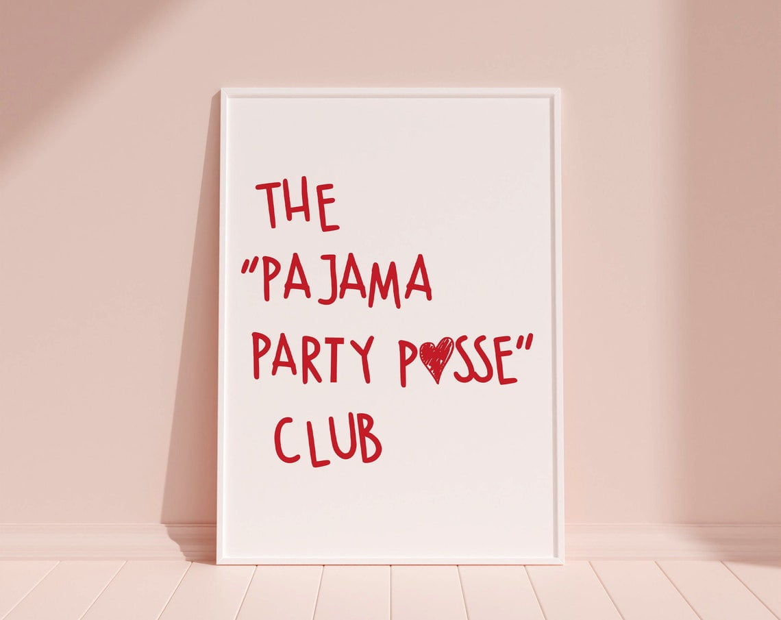 Aesthetic Trendy Print, Cute Typography Poster, Pajama Party Posse ...