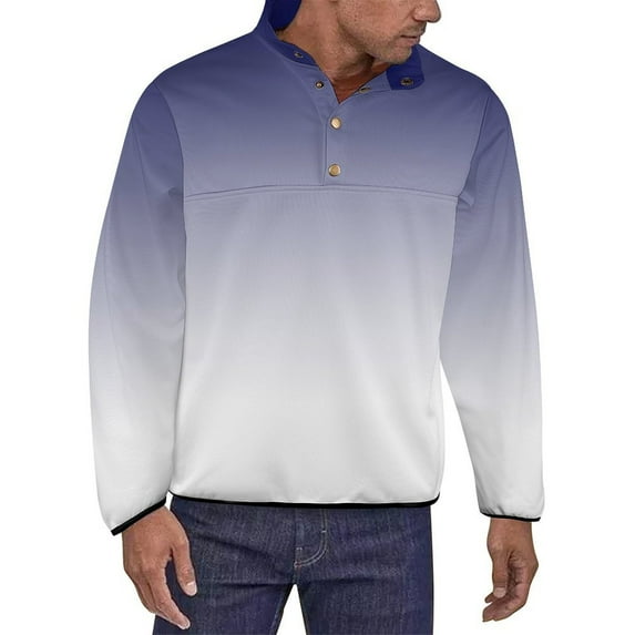 Aesthetic Ultramarine Blue And White Gradient Men's Stand Collar ...