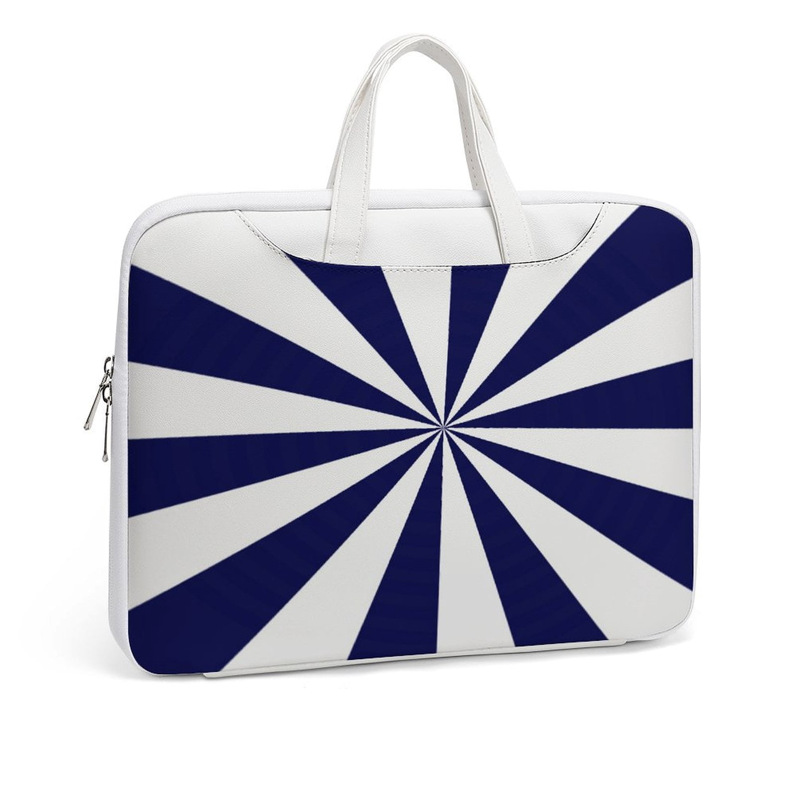 Aesthetic Ultramarine Blue And White Sunburst PU Leather Laptop Bag ...