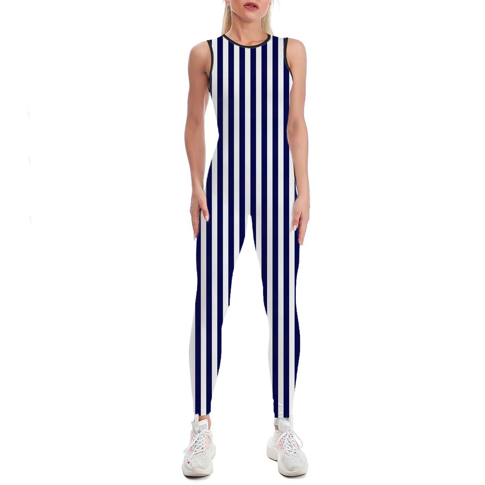 Aesthetic Night Blue And White Vertical Women's One Piece Yoga ...