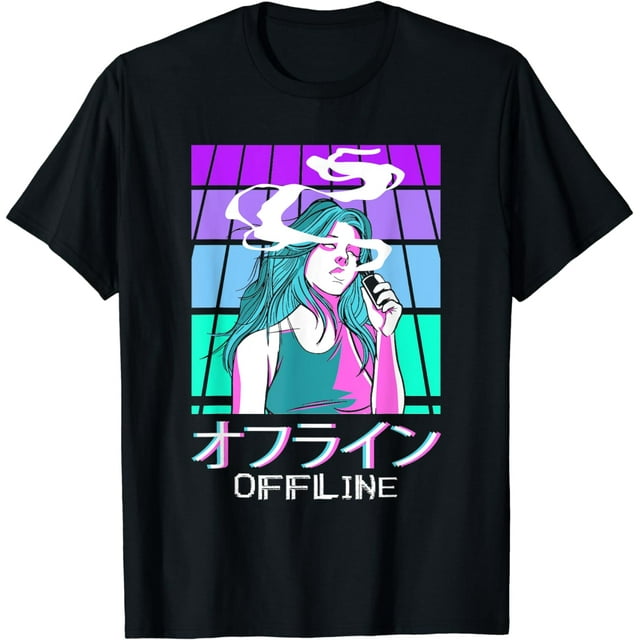 Aesthetic Vaporwave Smoking Anti Social Anime Girl T Shirt