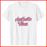 Aesthetic Vibes Pink Retro Cursive Typography Fashion Graphic Tee,for ...