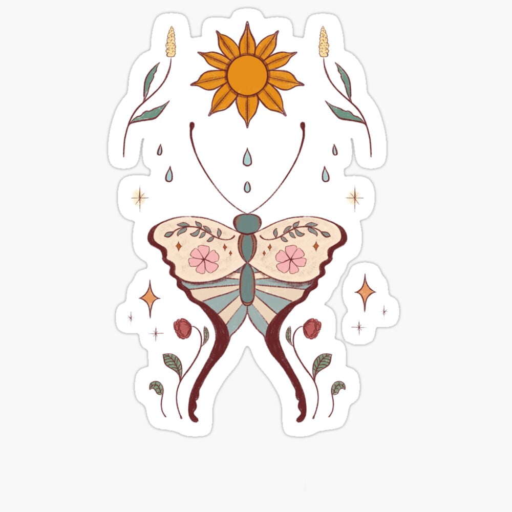 Aesthetic Vintage Butterfly Sticker Phone Decal Water Bottle Stickers ...