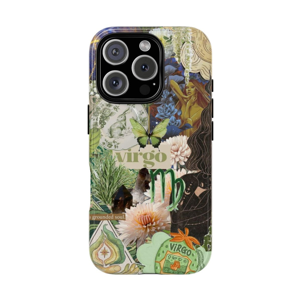 Aesthetic Virgo Zodiac Astrology Collage Protective Phone Case with ...