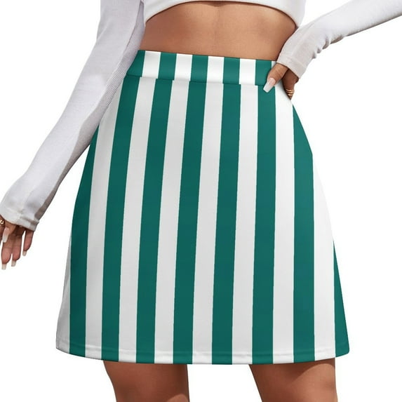 Aesthetic Water Blue And White Vertical Women's High Waist Skirt Stretchy Casual Mini Skirt ...