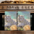 Aesthetic White Tiger Kitchen Towels Set of 2, Abstract Art Floral ...