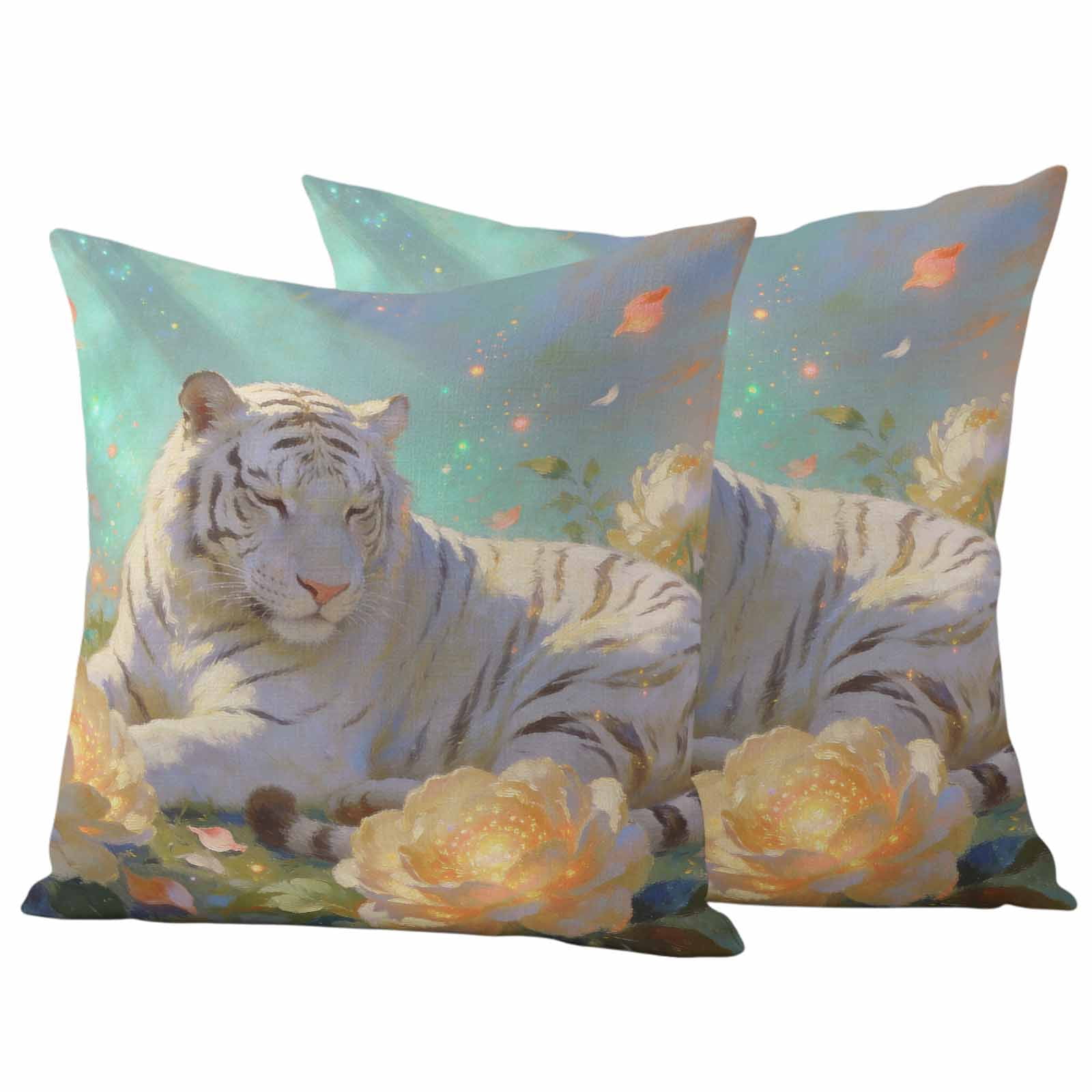 Aesthetic White Tiger Outdoor Waterproof Pillow Covers, Abstract Art ...