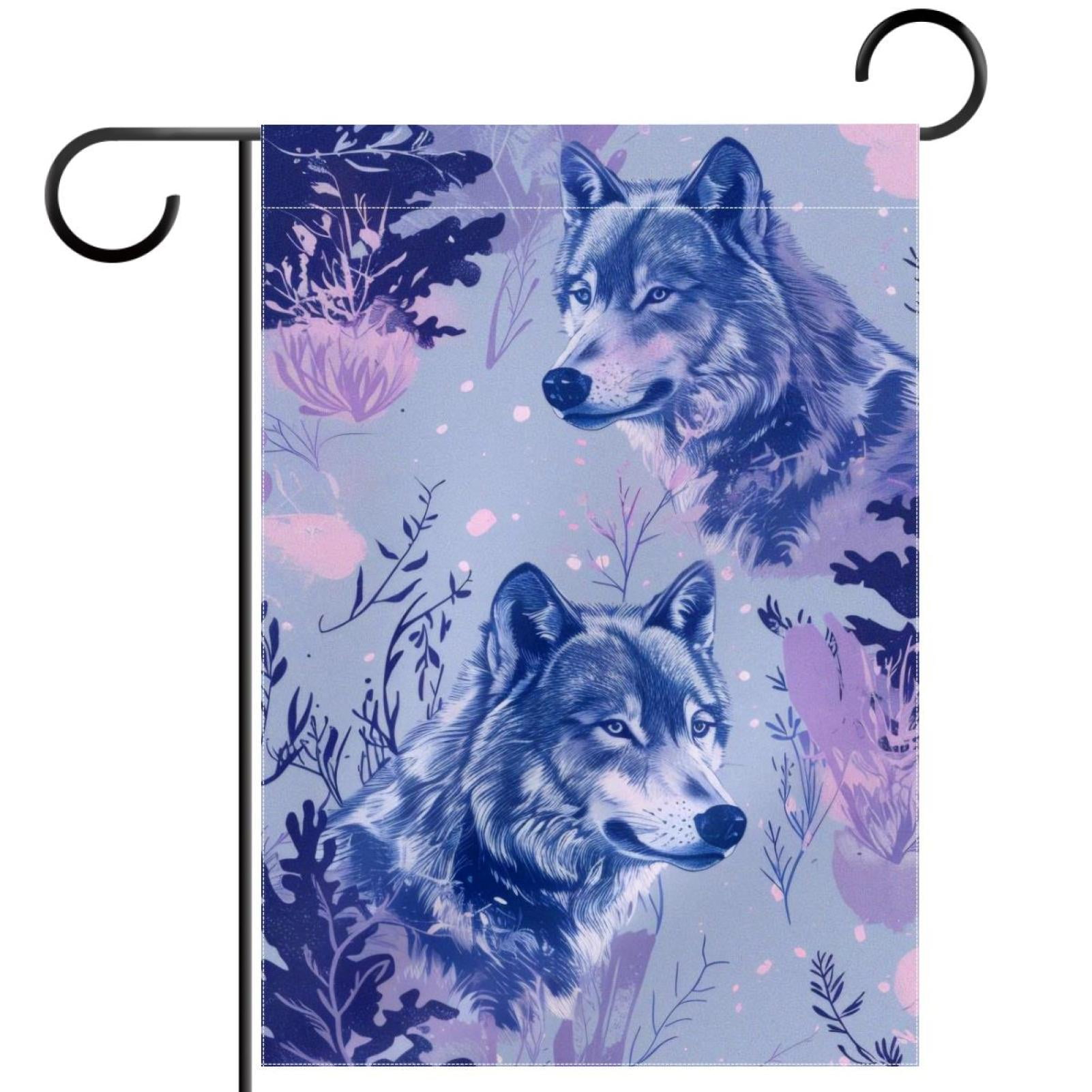 Aesthetic Wolf Purple Pattern Welcome Garden Flags, 12 x 18 Inch Double ...