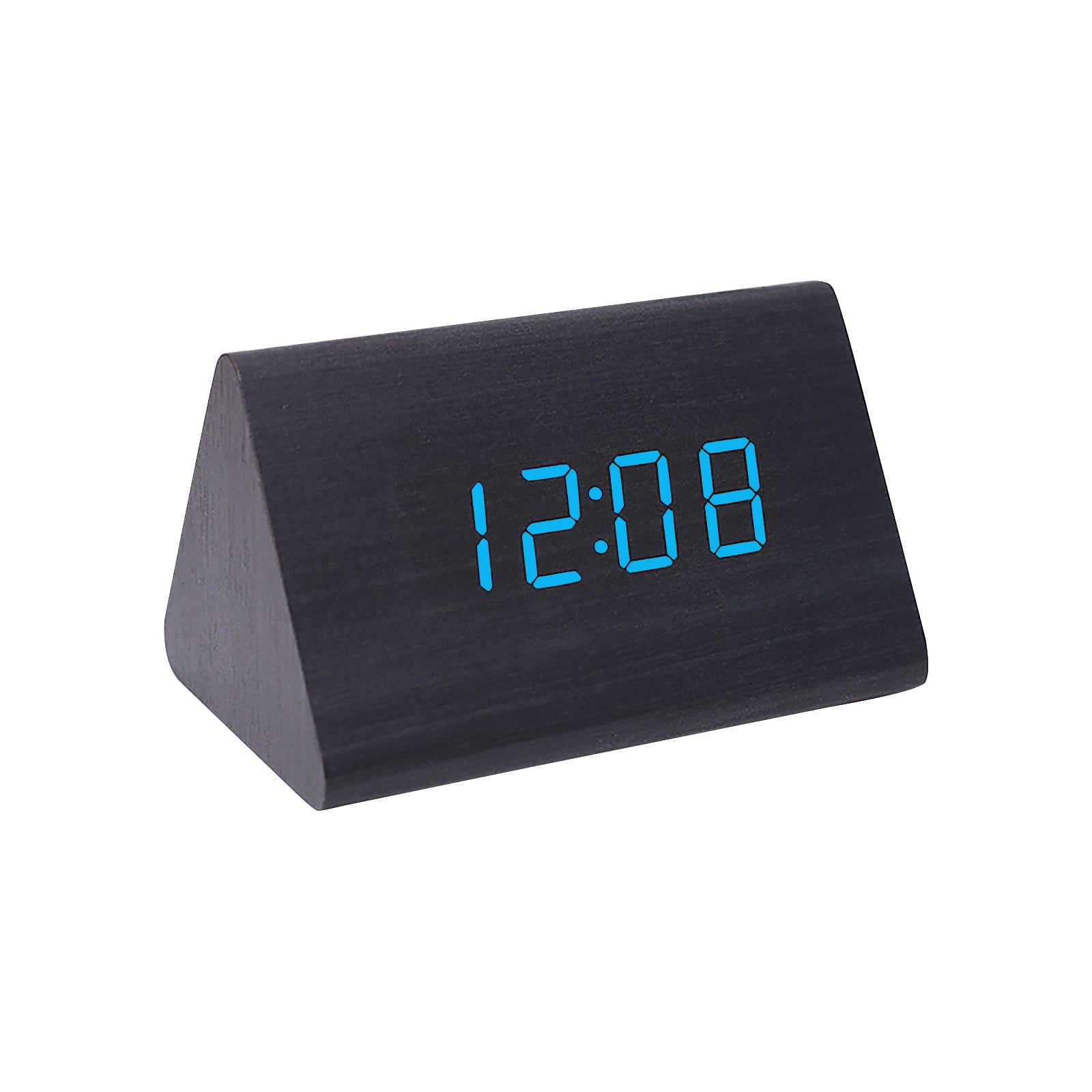 Aesthetic Wooden Alarm Clocks, 4.72" Blue Font Black Handcrafted Wooden ...