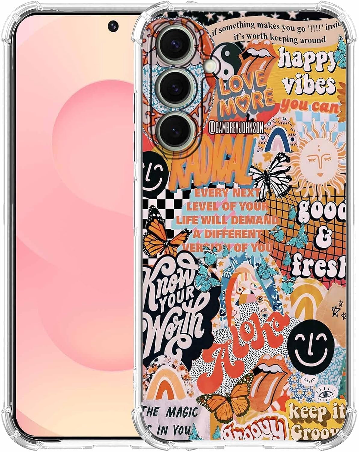 Aesthetic Words Collage Case for Samsung Galaxy S25, Positive Quotes ...