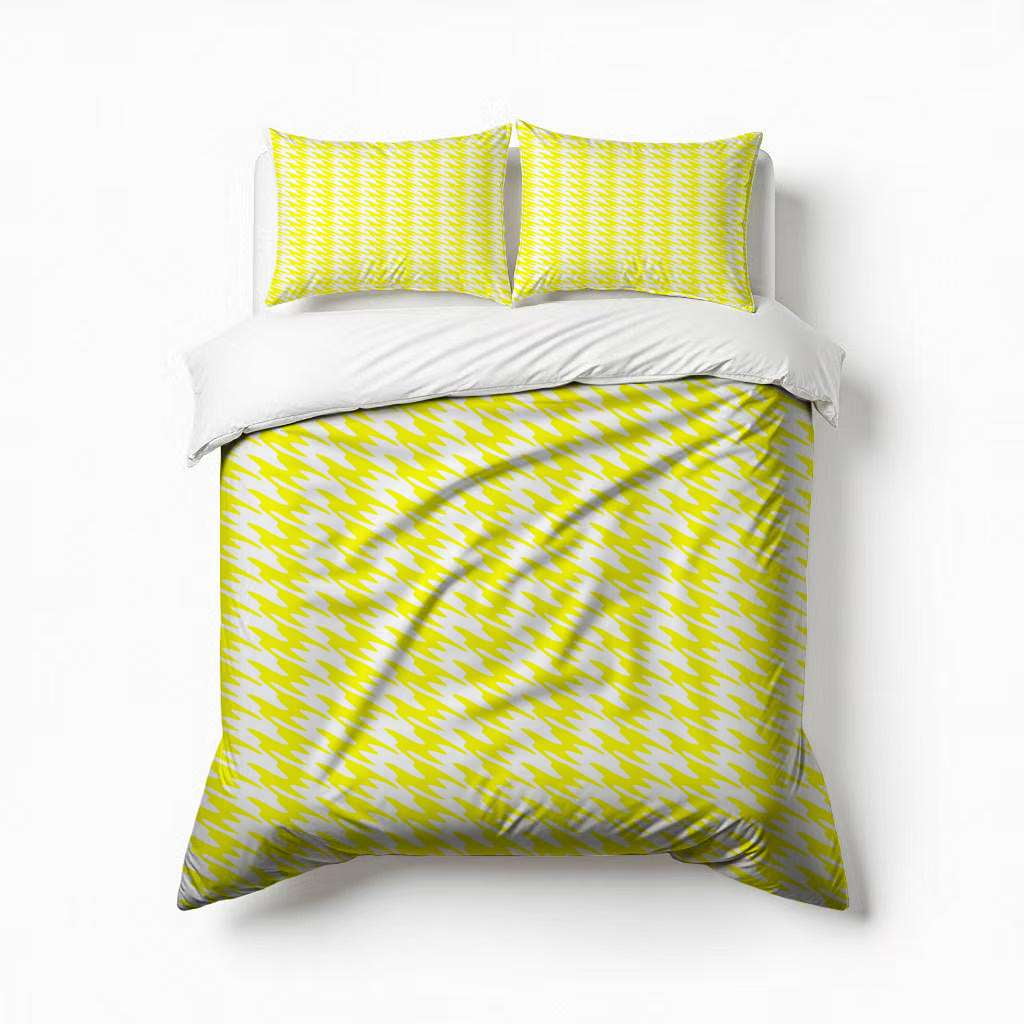 Aesthetic Yellow And White Ripple Bedding Set 3 Pcs Soft Microfiber ...
