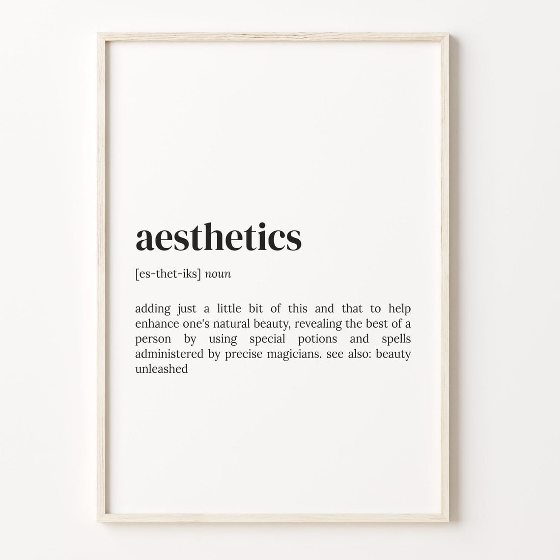 Aesthetics Definition Print, Dictionary Wall Art Poster Unframed Paper ...