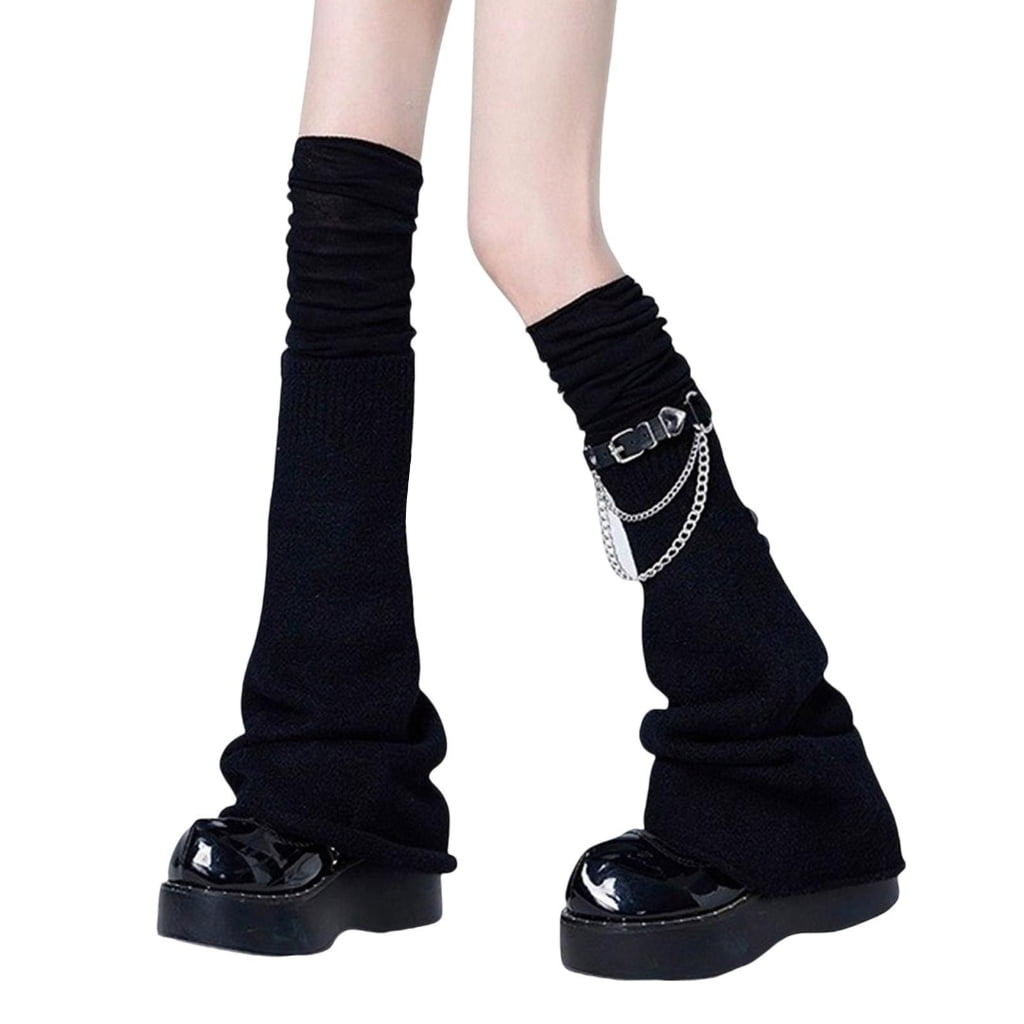 Aesthetnic Thigh High Long Socks with Buckled Belt Chain Aesthetic Punk ...