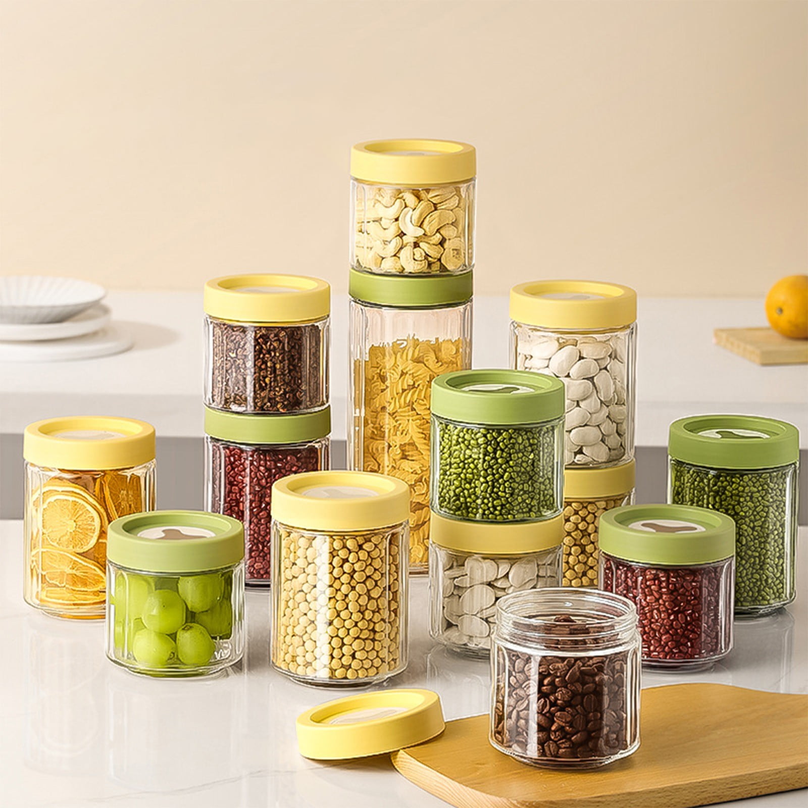 Aestivo Airtight Glass Food Storage, 12-Set Canister Set, BPA-Free ...
